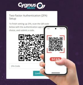 2 factor authentication – Cygnus Music Resources